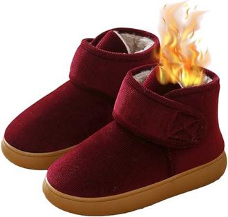 Generic Bottes Hiver Femme Homme Chaussons Chaud Fourrure Doublure Confort Bottines de Neige Fermeture Chaussures Ext&eacute;rieur Antid&eacute;rapant Women Wine Red 38