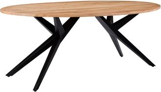 Rendez-Vous D&eacute;co Table ovale 8 personnes en bois dacacia et pieds en m&eacute;tal 200 cm - MATARA