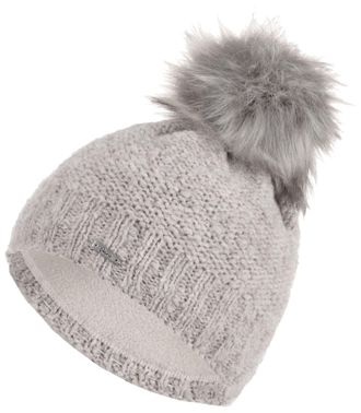 Faera weiche Winterm&uuml;tze M&uuml;tze Damen warm gef&uuml;ttert Kunstfell Bommel-M&uuml;tze Fleecefutter Winter Strickm&uuml;tze Beanie M&auml;dchen 65, Farbe:Hellgrau