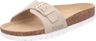Rohde Damen Pantolette Leder Tieffußbett Schnalle Alba 5589, Größe:38 EU, Farbe:Beige