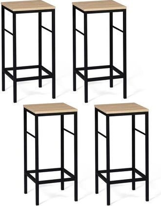 IDMarket Lot de 4 tabourets de bar DETROIT design industriel
