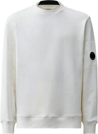 C.P. Company C.p. Company, Homme, Sweatshirts et sweats &agrave; capuche, Blanc, Taille: XL SweaT-shirt ras du cou en molleton gratt&eacute; en diagonale