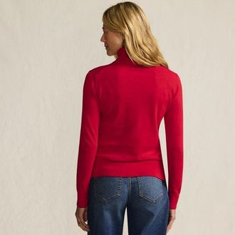 Lands End Feinstrick-Rollkragenpullover aus Baumwolle, Damen, Größe:36-38 regular, Rot, Baumwolle, by Lands End
