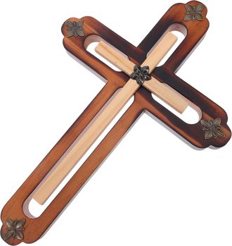 BESPORTBLE MUELODSIC Rustikales Holz-wandkreuz aus Gummibaumholz Handpolierte Tischkreuz-Dekoration mit Abgerundeten Kanten Vielseitig als Christliches Altar Woh