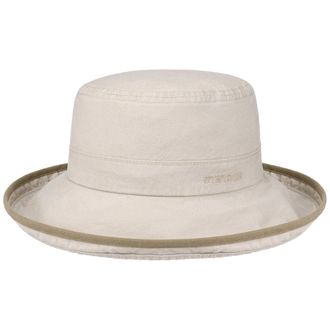 Stetson Lonoke Delave Stoffhut Baumwollhut Freizeithut Sommerhut Sonnenhut Hut Damen/Herren - mit Einfass Fr&uuml;hling-Sommer - M (56-57 cm) beige