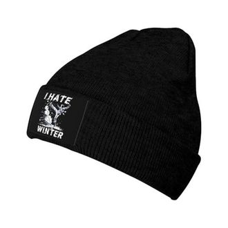 Generic Classique Bonnet Tricot&eacute;, Je d&eacute;teste lhiver, Doux Chapeau Tricot&eacute;, Bonnet Hiver Chaud Tricot pour Adultes, Cyclisme, Ski