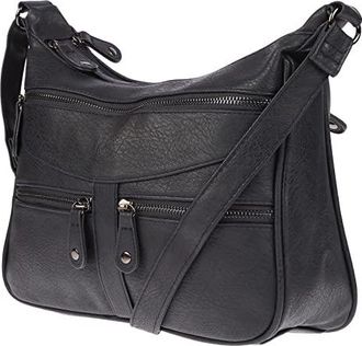 Christian Wippermann Sac À Main Femme - Grand Sac À Bandoulière 30x26x10 cm, 155 cm Bandoulière - PU - 3 Compartiments Zippés Avant, 2 Compartiments Principaux, Poche Arri