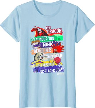 Dungeons & Dragons Retro Neon Monsters Stacked Icons T-Shirt