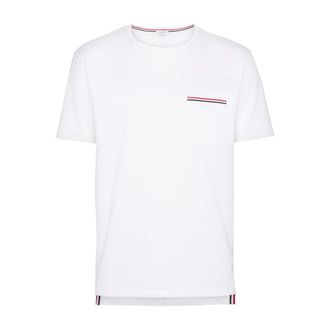 Thom Browne Wei&szlig;e T-Shirt mit RWB-Taschenbesatz - - Tops - Herren - Wei&szlig; - 2XL