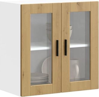 vidaXL Vidaxl - Armoire murale de cuisine porte en verre Porto ch&ecirc;ne artisanal