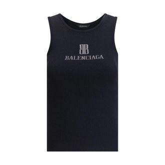 Balenciaga Iconic Monogram Slim Fit Top - - Tops - Damen - Schwarzk - XS