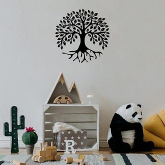 Hanah Home Stylish Black Decorative Metal Wall Accessory, 50 x 50 cm | 100% Metal, 1.5 mm Thick | Easy Wall Mounting | Perfect for Modern Home Decor