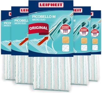 Leifheit Original Wischpad Picobello M Micro Duo Wischbezug für Glatte Böden, Wischer Bezug aus Mikrofasern und Spezialborsten, saugfähiger Bodenwischer Bezug,