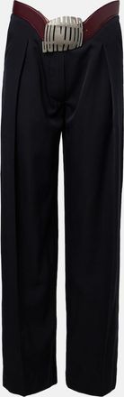 Jean Paul Gaultier Hose aus Wolle mit Lederbesatz