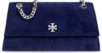 Tory Burch Femme, Sacs, Bleu, Taille: ONE Size Kira Turnlock Suede Shoulder Bag