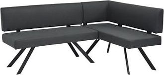 Byliving Eckbank Toronto, Bezug in dunkelgrau, Gestell in schwarz, L-Form Langer Schenkel Links, Taschenfederkern, K&uuml;chenbank, Speisezimmerbank, Ma&szlig;e: B 182, H