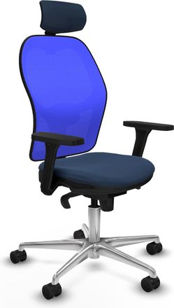 Piqueras y Crespo Sch&ouml;ner Schreibtischstuhl mit 3D-Armen, h&ouml;henverstellbarer Lendenwirbelst&uuml;tze und h&ouml;henverstellbarem Kopfteil, Blau / Marineblau