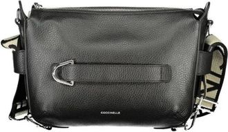 Coccinelle Sac bandouli&egrave;re en cuir avec sangle signature - Femme - Sacs - Noir - Taille: ONE Size