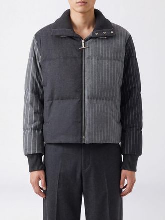 Thom Browne Doudoune en laine matelass&eacute;e avec bande 4-Bar et col montant