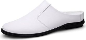 Generic Mules &agrave; enfiler en cuir pour homme - Confortables et souples - Dos nu - Pour l&eacute;t&eacute;, la marche, la conduite, blanc, 38 2/3 EU