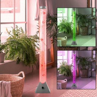 ETC Shop Sprudelsäule led Wassersäule Schlafzimmer Stehlampe RGB-Farbwechsler Deko-Stehleuchte mit Fischen, Kunststoff, led Farbwechsler, h 120 cm