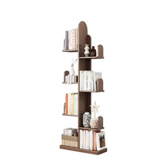 Generic 7-stufiges Baum-B&uuml;cherregal, kreativ gebogenes vertikales B&uuml;cherregal, B&uuml;cherregal, platzsparend, geeignet for die Aufbewahrung von B&uuml;chern und Zeitsc