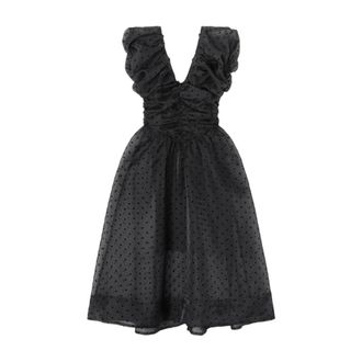 Ganni Organza R&uuml;schenkleid - - Dresses - Damen - Schwarzk - M