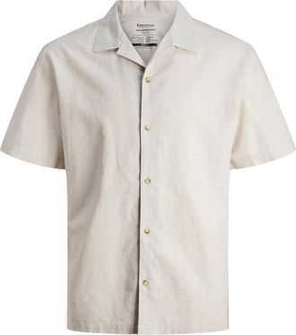 Jack & Jones Herren JJLINEN Resort Shirt SS Hemd12248594,Crockery,M