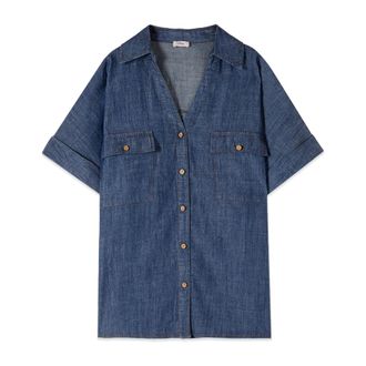Oltre Oversized Hemd in Denim-Optik - - Blouses & Shirts - Damen - Blau - L/XL
