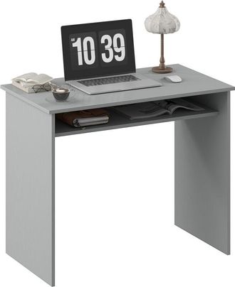 HOMCOM Bureau informatique - HOMCOM - sobre &eacute;pur&eacute; compact avec 1 &eacute;tag&egrave;re - panneaux de particules - dim. 90l x 50P x 74H cm - gris
