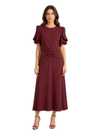 Victoria Beckham Womens Midi Dress Eve Burgundy Viscose