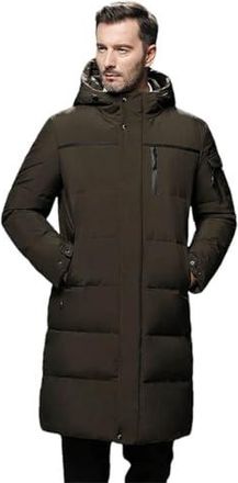 Generic Doudoune chaude dhiver pour homme à capuche imperméable coupe-vent longue doudoune pour homme, Marron EN8, M