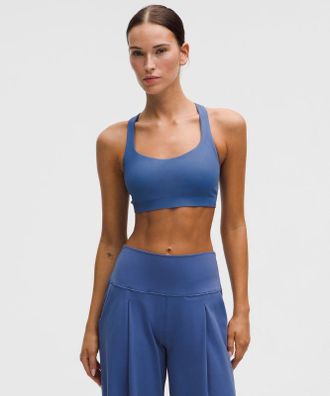 lululemon FlexyFlex Yoga-BH mit &uuml;berkreuzten Tr&auml;gern Leichter Halt f&uuml;r A-C Cups f&uuml;r Frauen - Gr&ouml;&szlig;e XXS/XS in Brilliant Blue
