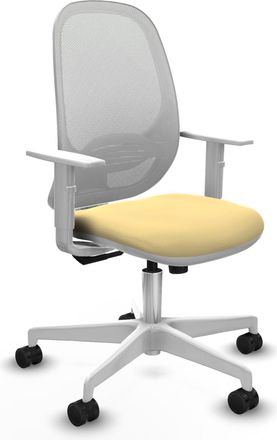 Piqueras y Crespo Verstellbarer Stuhl mit Rollen mit wei&szlig;en Armlehnen, h&ouml;henverstellbare Lendenwirbelst&uuml;tze, ausgestattet mit 3 Positionen und Schneideschaum, Wei&szlig;/Crem