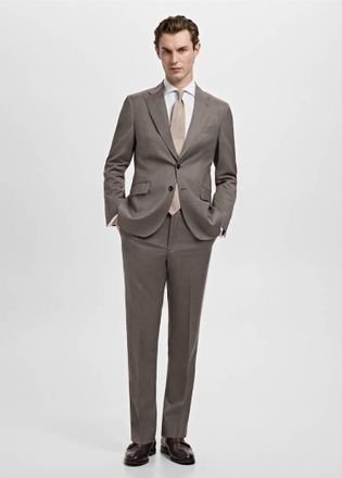 Mango Pantalon costume Venecia 100 % laine vierge marron moyen - Homme - 38 - MANGO MAN