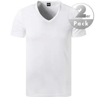 HUGO BOSS Herren T-Shirts wei&szlig; Baumwolle unifarben