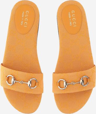 Gucci Canvas Slide Sandals - Orange