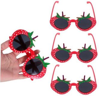 Frcolor 4 Pi&egrave;ces Lunettes de Soleil Fraise pour F&ecirc;te Gar&ccedil;on Fille L&eacute;g&egrave;res et Durables Abs Accessoires Photo Anniversaire et Festival
