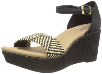 Clarks Damen Rose Ease Sandal, Black Leather, 41 EU