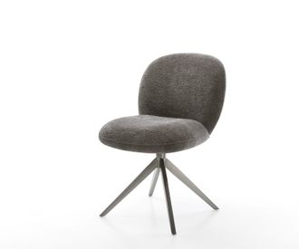 DELIFE Drehstuhl Nube-Flex Boucl&eacute; Soft Schlamm Kreuzgestell breit Graphit 360&deg; drehbar Wippfunktion Taschenfederkern, Esszimmerst&uuml;hle