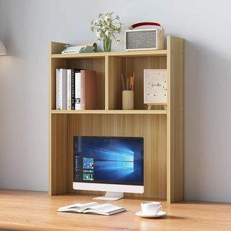 Generic Schreibtischregal Klein Holz Offene Fächer Mehrzweck-bücherregal für Schreibtisch 90 cm Höhe Hohe Tragkraft für Büro, Zuhause, Wohnheim(Natural,70 * 2