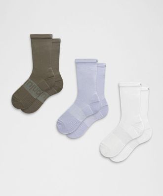 lululemon Power Stride Crew-Socken im 3er-Pack - Gr&ouml;&szlig;e XL in Serene Blue/White/Army Green
