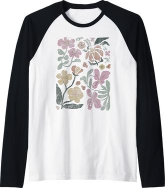 Trendy Apparel Distressed Flower Garden Vintage Floral Raglan