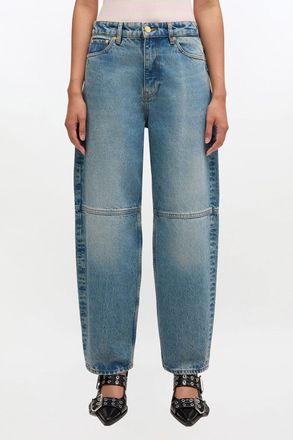 Ganni Jean rigide délavé Stary Bleu Coton Biologique - Taille 31W/33L - Pour Femme