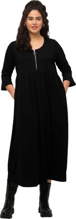 Ulla Popken Damen Reißverschluss Kleider, schwarz, 60-62 Grande Taille