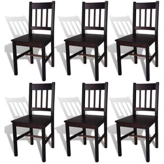 vidaXL Vidaxl - Chaises &agrave; manger lot de 6 marron fonc&eacute; pin&egrave;de