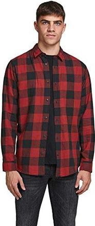 Jack & Jones Homme Jjegingham Twill Shirt L/S Noos Chemise, Rouge (Rouge Brique/Coupe Ajustée), XXL EU