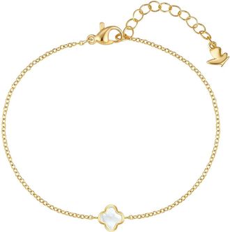 Glanzst&uuml;cke M&uuml;nchen Armband - Edelstahl Armband PerlmuttKleeblatt - Gr. ONESIZE - in Gold - f&uuml;r Damen