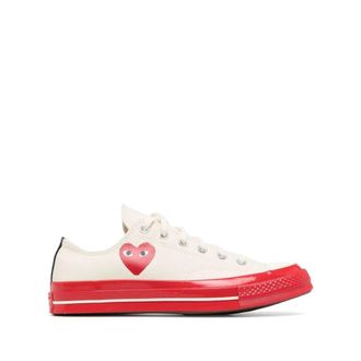 Comme Des Gar&ccedil;ons Herzdruck Low-Top Leinwand Sneakers - - Shoes - Herren - Wei&szlig; - 43 EU