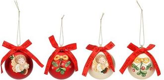 Thun Set mit 4 Weihnachtskugeln rot und Gold aus Polyester, kleine Ausf&uuml;hrung, Weihnachts-Kollektion, Set mit 4 Kugeln f&uuml;r Weihnachtsbaum, Geschenkidee zu 